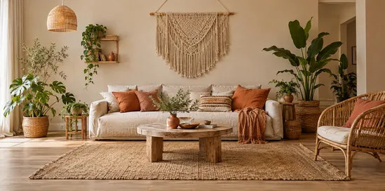 Boho styl: barvy, materiály a nápady do obýváku i ložnice