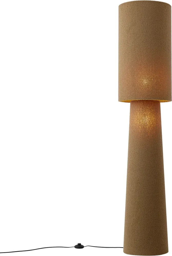 Japandi stojací lampa hnědá látka Teddy