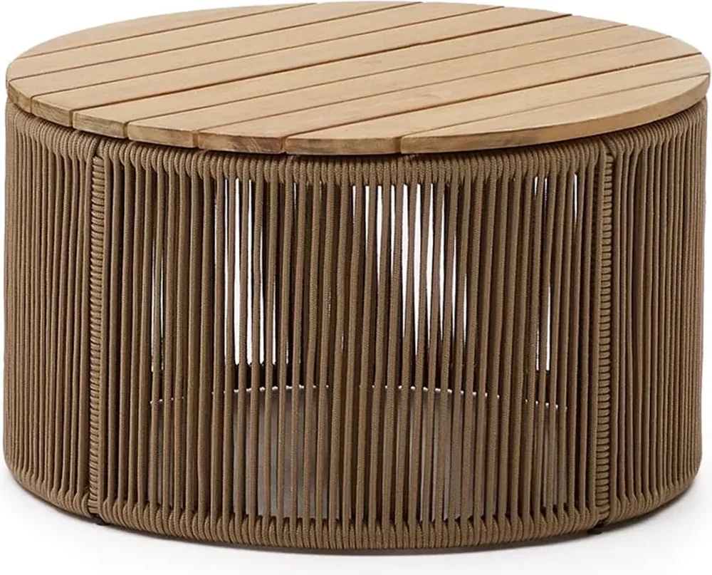 Kulatý zahradní odkládací stolek s deskou z akácie o 60 cm Dandara Kave Home