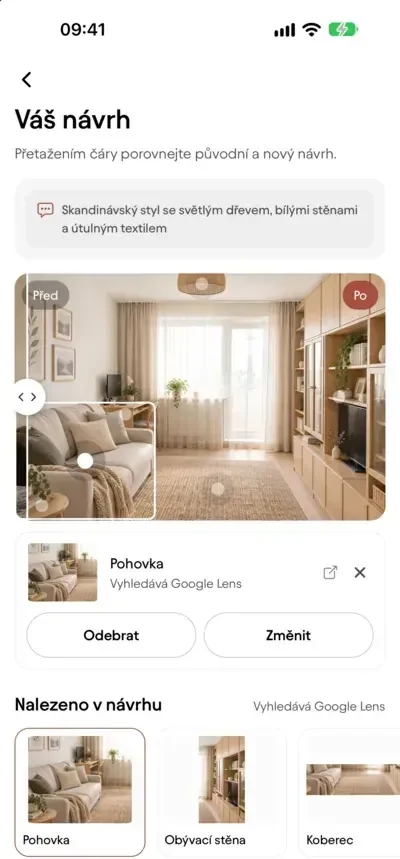 Vybraná pohovka v návrhu s možností odebrat nebo změnit