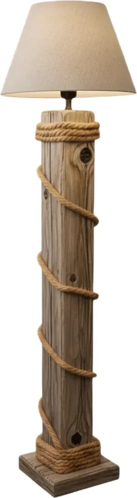 Dřevěná stojací lampa z trámů Wood, stará borovice