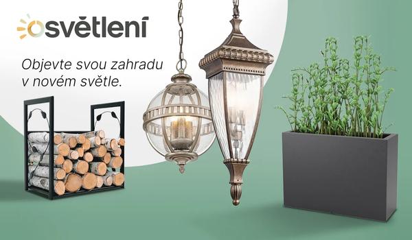 Další stylové osvětlení a květináče na zahradu.