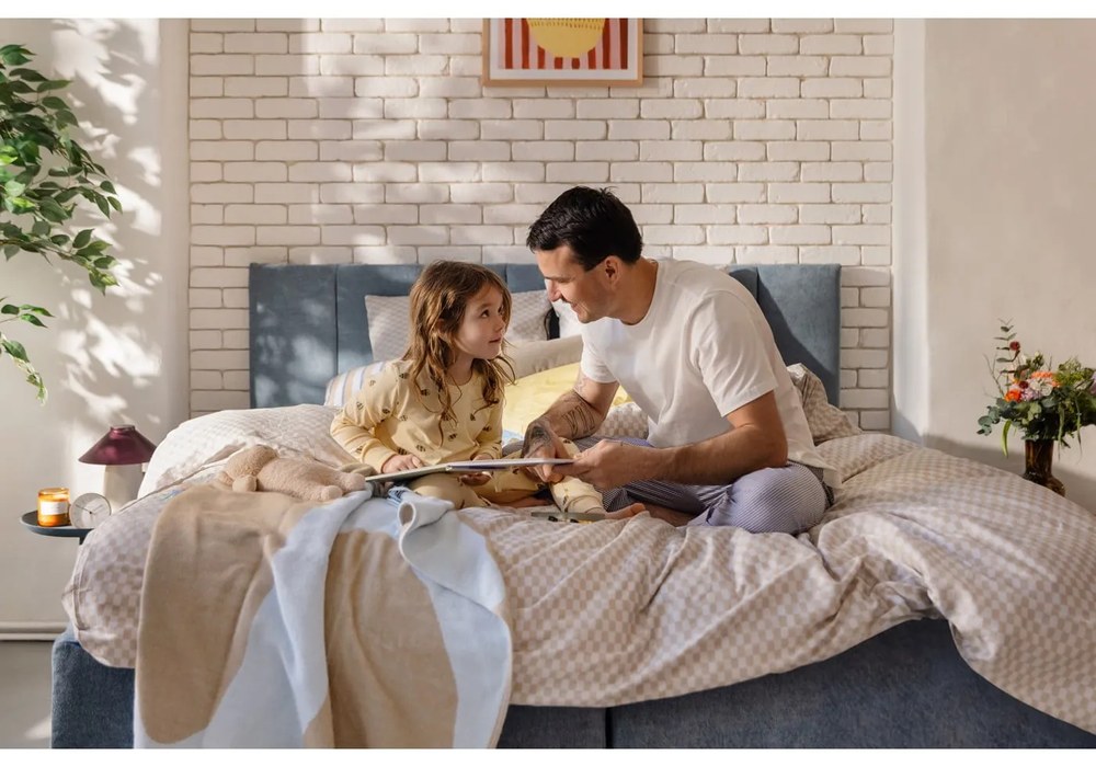 Modrá boxspring postel s úložným prostorem 180x200 cm Elva Bold Line – Bonami Selection
