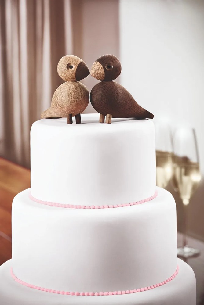 Sada 2 sošek z masivního dubového dřeva Kay Bojesen Denmark Lovebirds