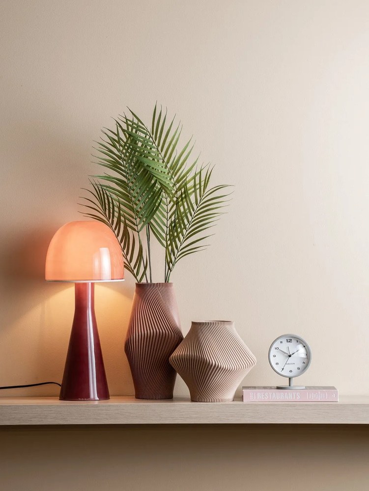 Červená stolní lampa se skleněným stínidlem (výška 45 cm) Bombin – Leitmotiv