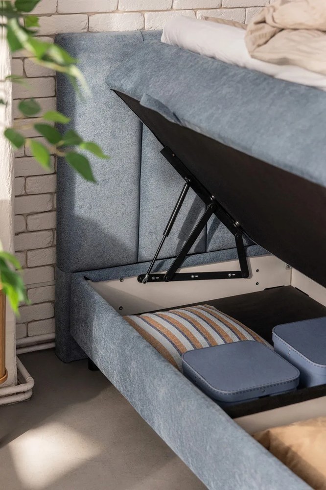 Modrá boxspring postel s úložným prostorem 180x200 cm Elva Bold Line – Bonami Selection