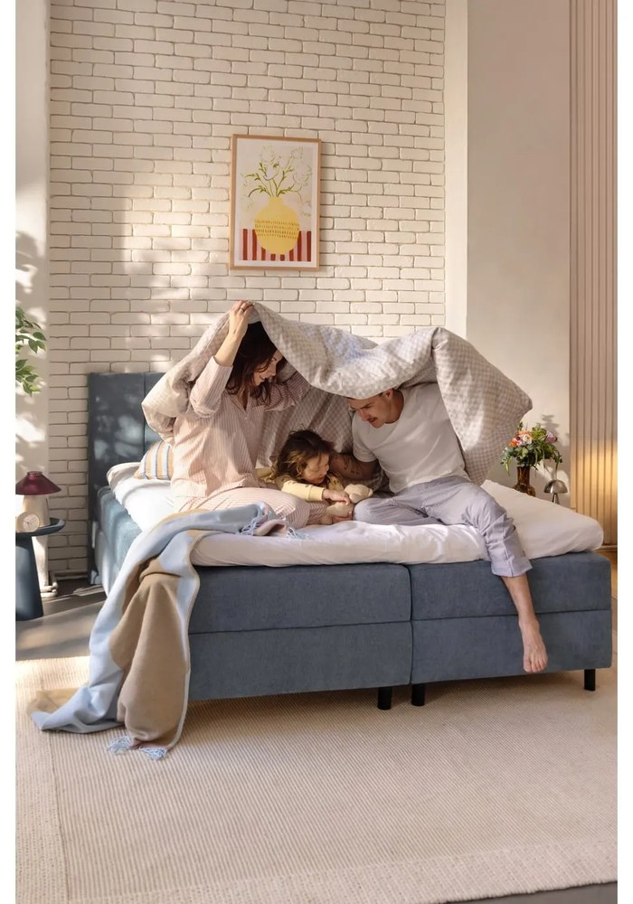 Modrá boxspring postel s úložným prostorem 180x200 cm Elva Bold Line – Bonami Selection