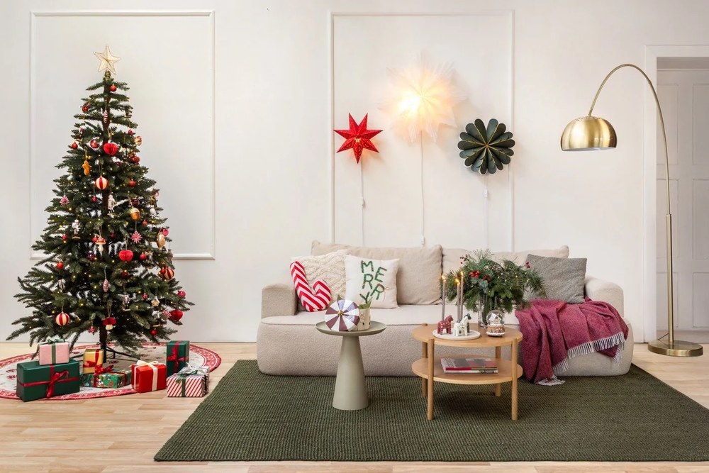 Červený kulatý koberec s vánočním motivem s příměsí bavlny ø 200 cm Toy's Delight Red Christmas – Villeroy&amp;Boch
