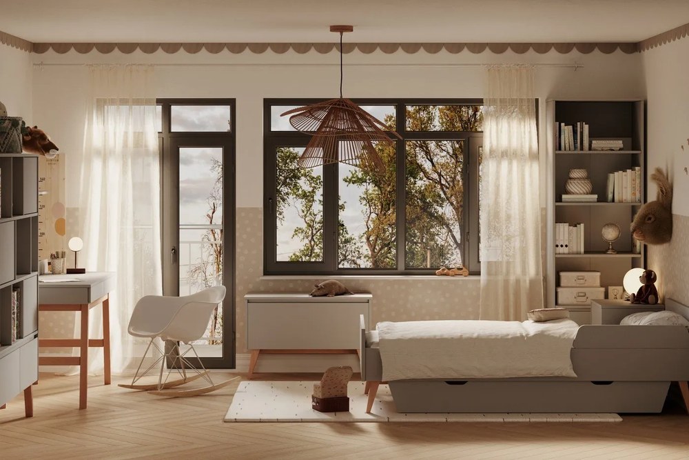 Šedý šuplík pod dětskou postel 90x200 cm Swing – Pinio