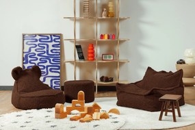 Tmavě hnědý dětský sedací vak z textilie bouclé Warm Hazel – Wigiwama