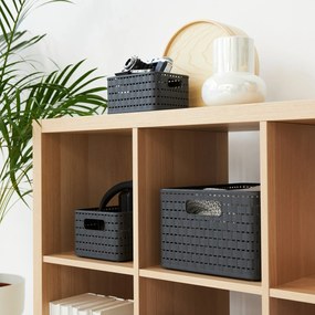 Tmavě šedý úložný košík z recyklovaného plastu Country - Rotho