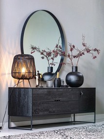 Černý TV stolek z jasanového dřeva 180x61x44 cm Silas – WOOOD