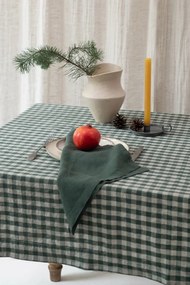 Lněný ubrus 140x200 cm Forest Green Gingham – Linen Tales