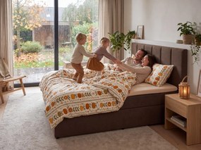 Čalouněná postel boxspring MERALIS 180x200 cm hnědá Matrace: Matrace Bonell pružinová