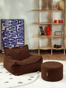 Tmavě hnědý dětský sedací vak z textilie bouclé Warm Hazel – Wigiwama