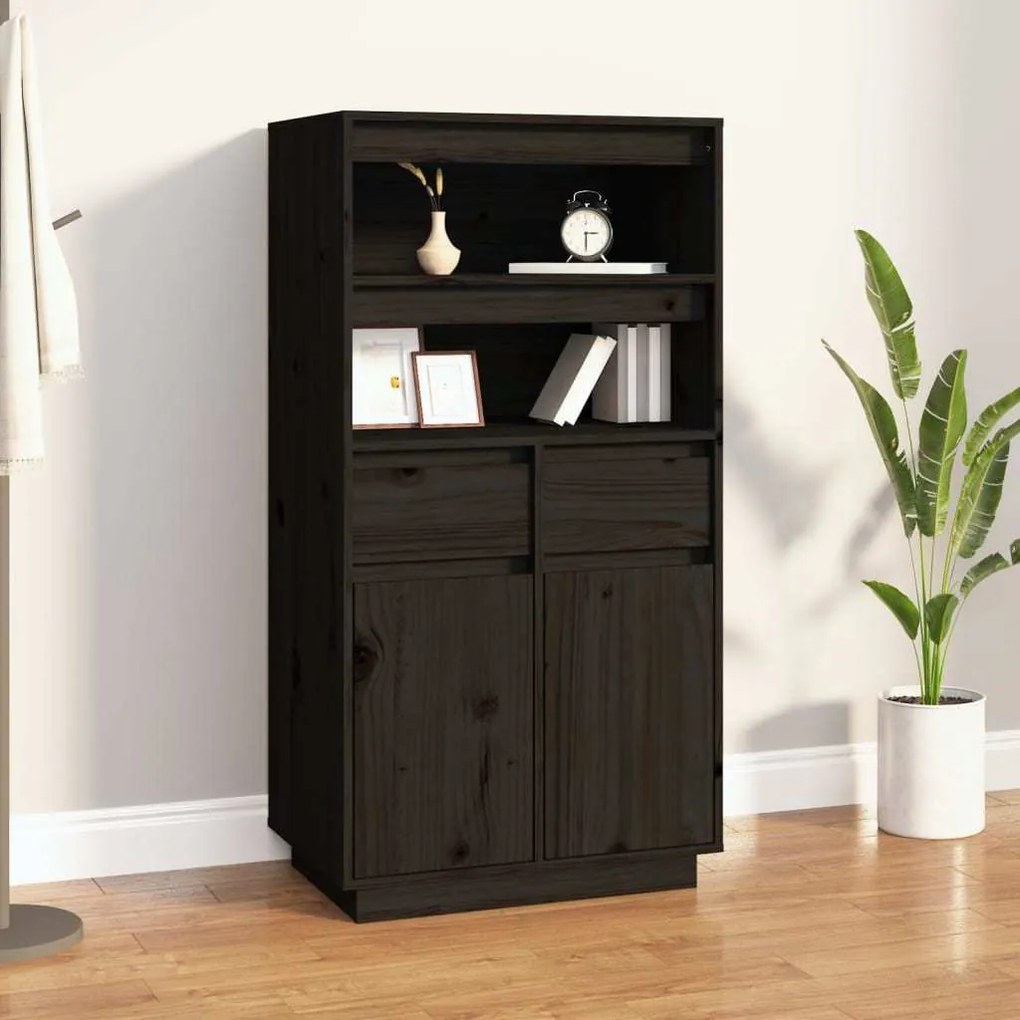 vidaXL Skříň highboard 60 x 40 x 116,5 cm masivní borové dřevo [814535] Barva: Šedá