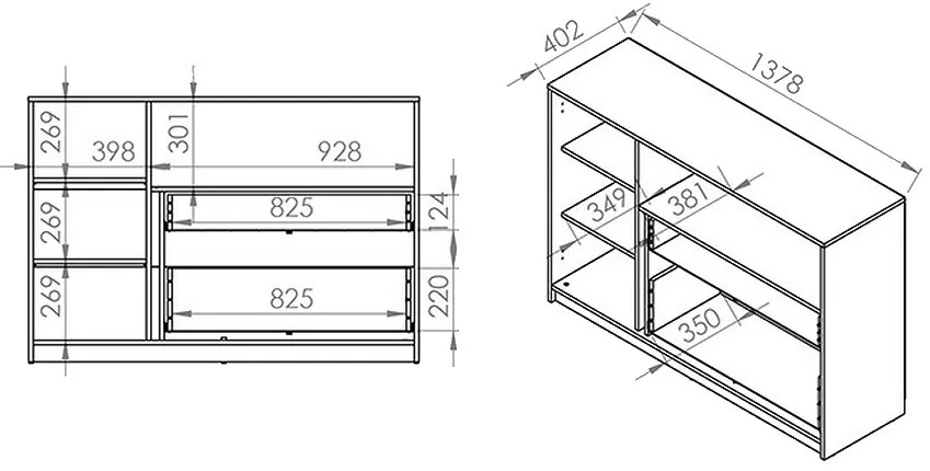 Casarredo Komoda nízká VILLOSA šedá/bílá/růžová