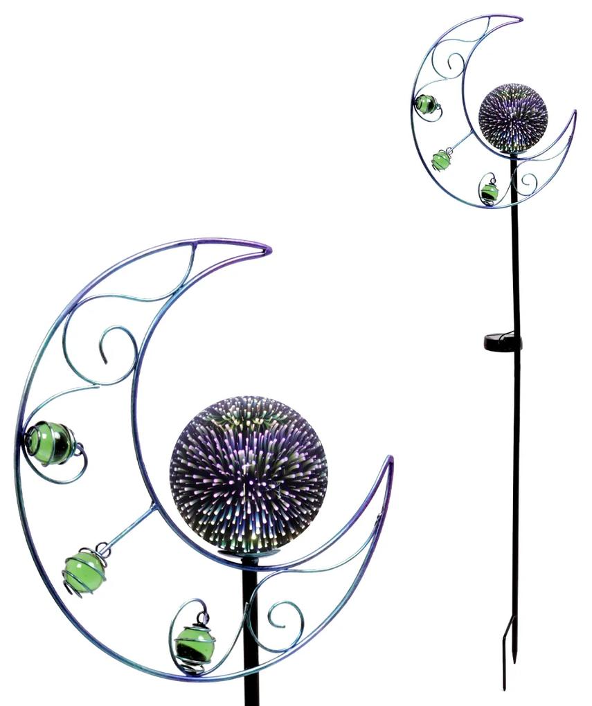 Měsíc s LED světlem (solar), kovová zahradní dekorace, zápich - ZS4410