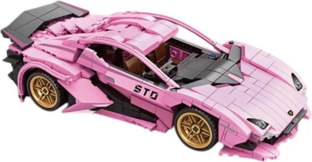 Stavebnice auta SUPERCAR No.J2010 růžová - 702 dílků