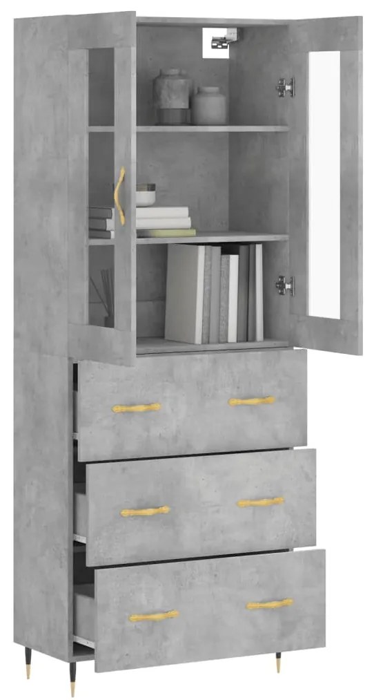 Skříň highboard betonově šedá 69,5x34x180 cm kompozitní dřevo - Default Title