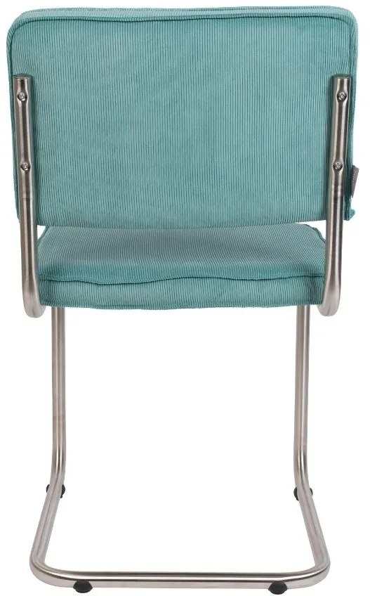 Modrá manšestrová jídelní židle ZUIVER RIDGE RIB s matným rámem