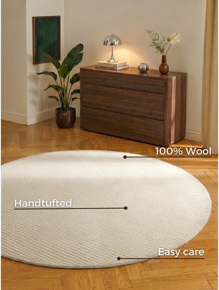 Krémový vlněný kulatý koberec ø 200 cm Eloise – Hanse Home