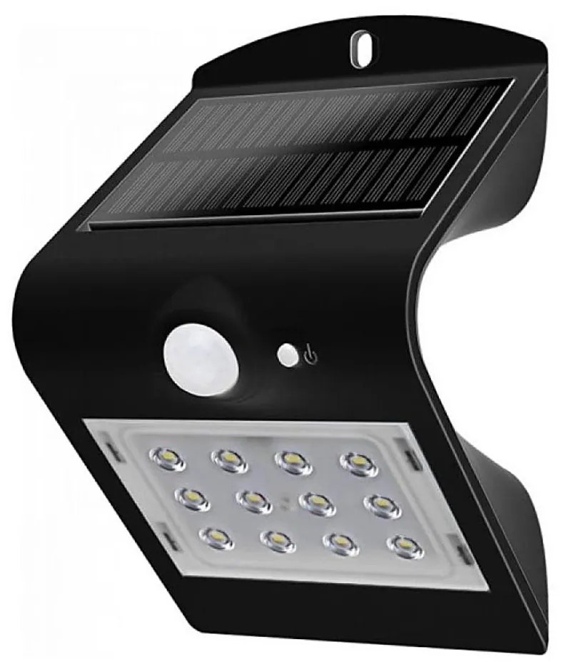 LED Solární nástěnné svítidlo se senzorem LED/1.5W/3,7V IP65 černá