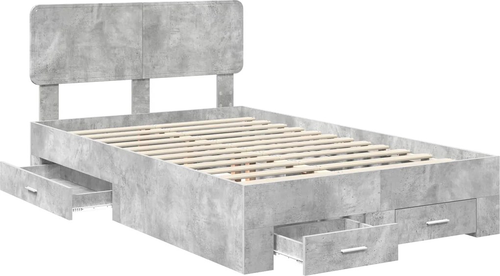 Rám postele s čelo Betonově šedá 120 x 190 cm Kompozitní dřevo 3412403
