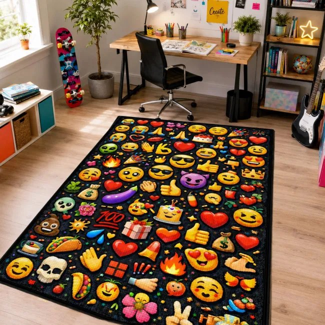 Protiskluzový herní koberec Emoji 3D