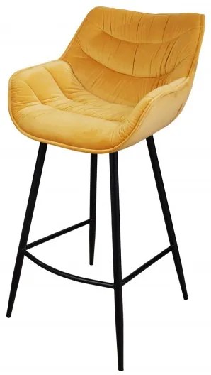 Barová židle holandská komfortní hořčicová žlutá sametová/ 41835
