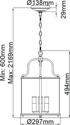 Hinkley HK-GENTRY-P-M-PW - Lustr na řetězu GENTRY 4xE14/60W/230V matný chrom