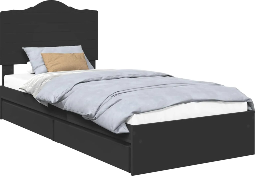 Postel s úložným prostorem Černá 90 x 190 cm Kompozitní dřevo 3413549