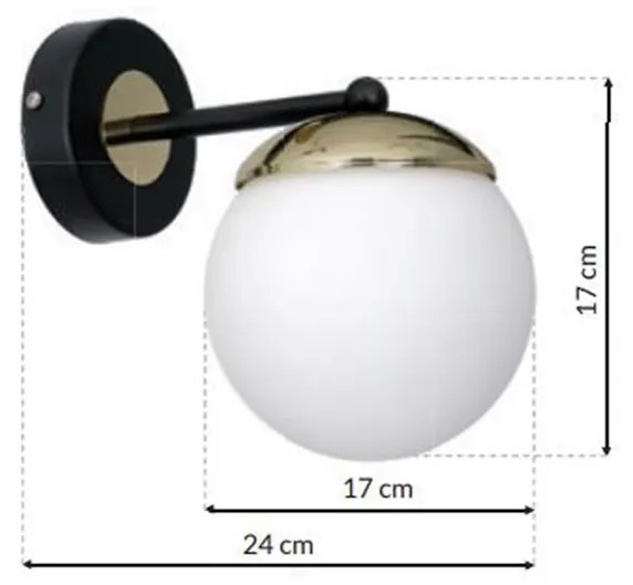 Nástěnné svítidlo Sparta, 1x bílé skleněné stínítko, b/g