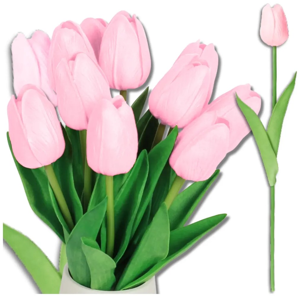 Camerazar Kytice umělých růžových tulipánů 10ks pro dekoraci interiéru