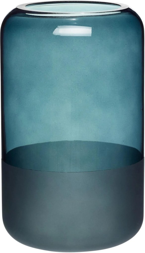 Hübsch Skleněná váza Thin Matte Blue, modrá barva, zelená barva, sklo