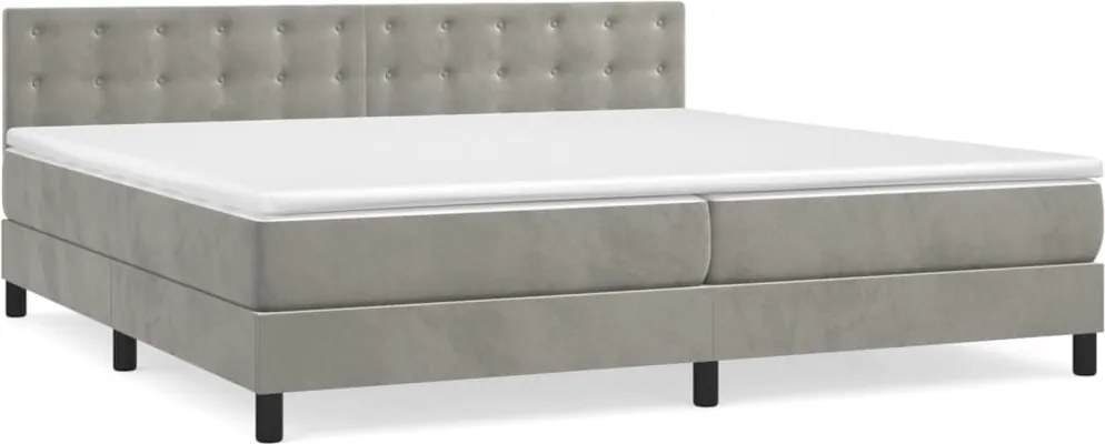 Box spring postel s matrací světle šedá 200x200 cm samet 3141563