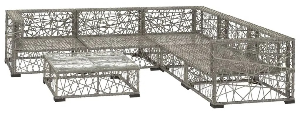 vidaXL Marketos 6dílná zahradní sedací souprava s poduškami polyratan šedá