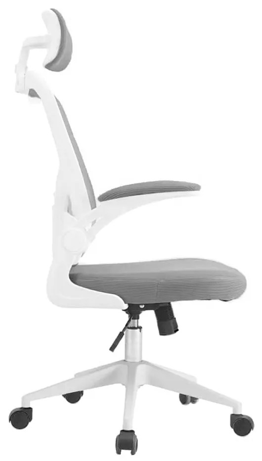 Ergonomická kancelářská židle s bederní opěrkou a opěrkou hlavy, šedá