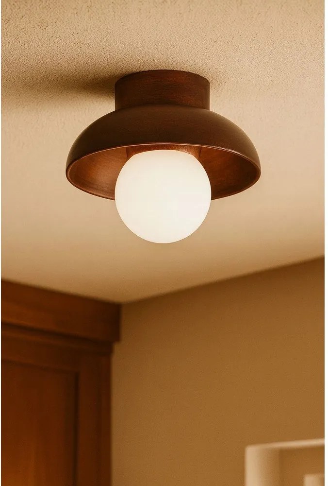 Hnědé stropní svítidlo se skleněným stínidlem ø 24 cm Elsa – Opviq lights