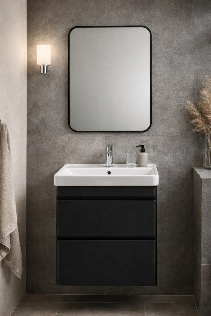 Designové zrcadlo Simple Black 70×60 / 80×60 – montáž na výšku i šířku | Lavedo by Aplomo Rozměr: 70cm