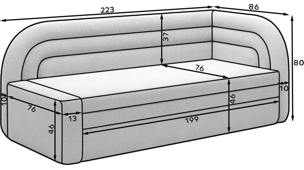 Zelená žinylková rozkládací/s úložným prostorem pohovka pravý roh 223 cm Fabillo – ELTAP