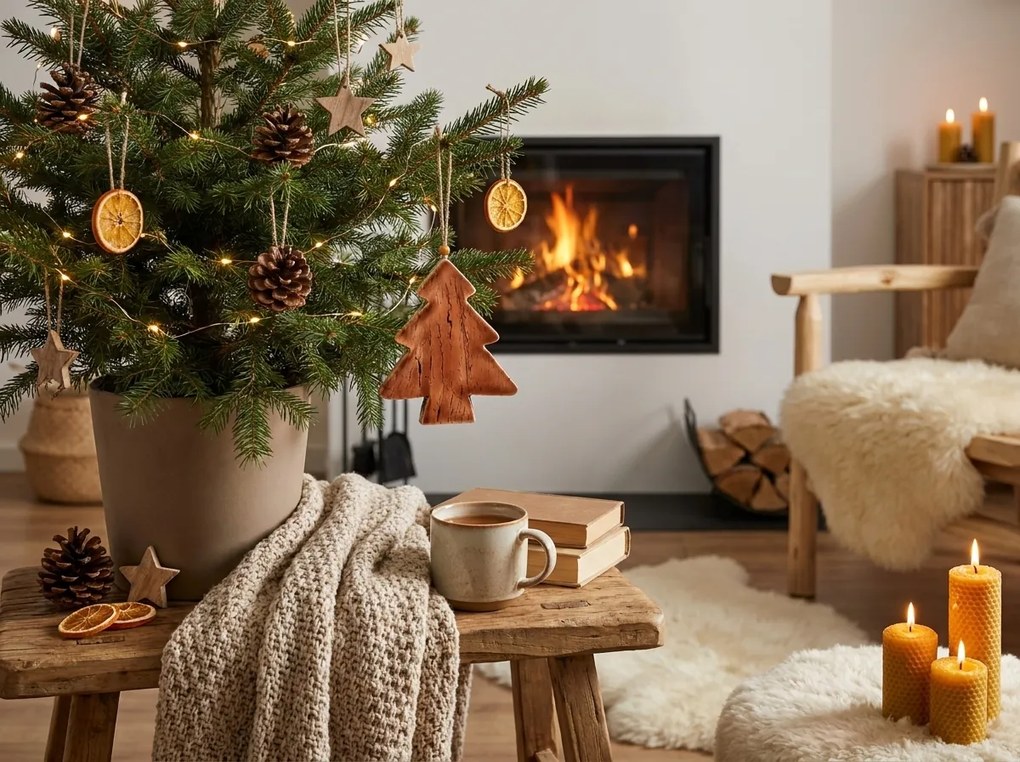 Závěsná vánoční ozdoba GLAZE TREE 16 cm, hnědá