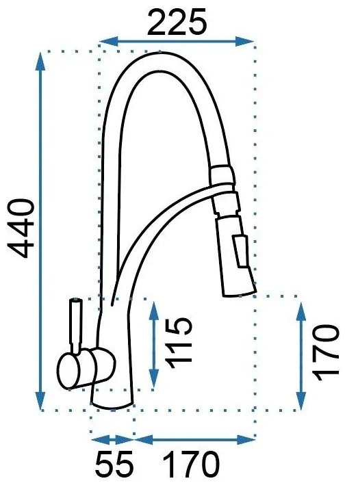 Rea Gaspar, vysoká dřezová baterie, černá-zlatá lesklá, REA-B1019