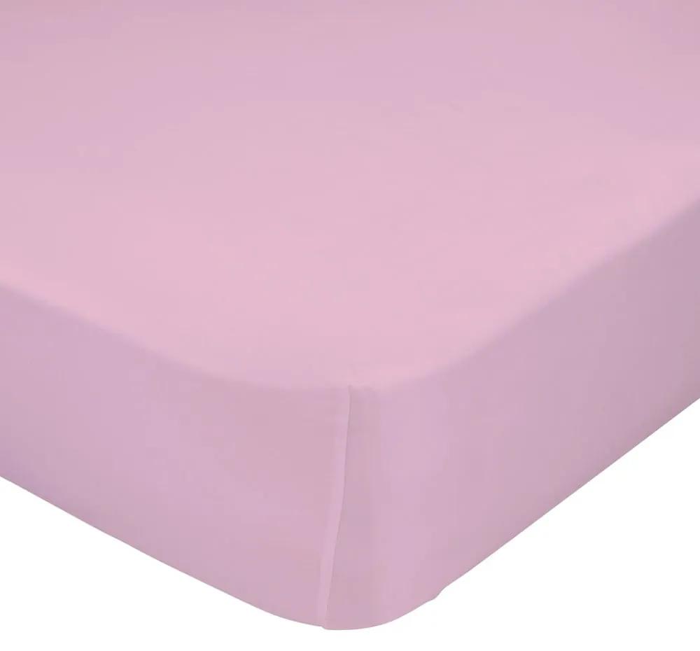 Růžové elastické prostěradlo z čisté bavlny Happy Friday Basic, 90 x 200 cm