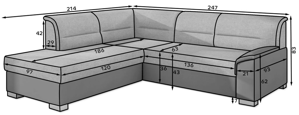 Eltap Rohová sedací souprava Bergen Materiál a barva potahu: Sawana 21, Soft 11 - šedá, Orientace: pravá