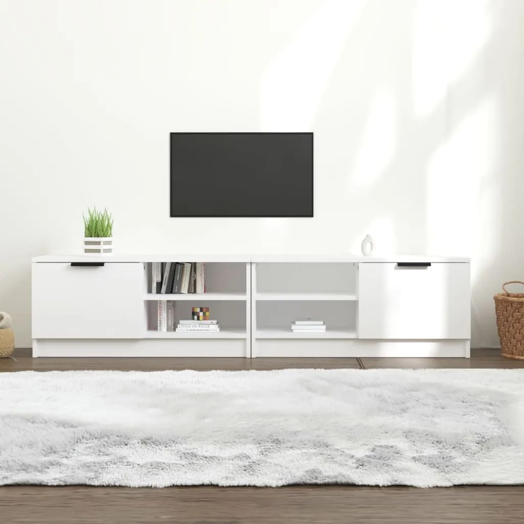TV skříňky 2 ks bílé 80 x 35 x 36,5 cm kompozitní dřevo