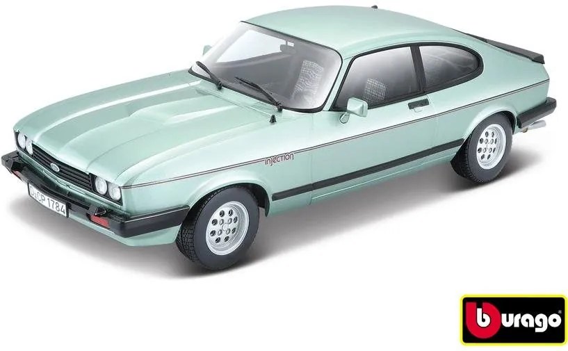 Kovový model bburago 1:24 plus ford capri 1982 light green