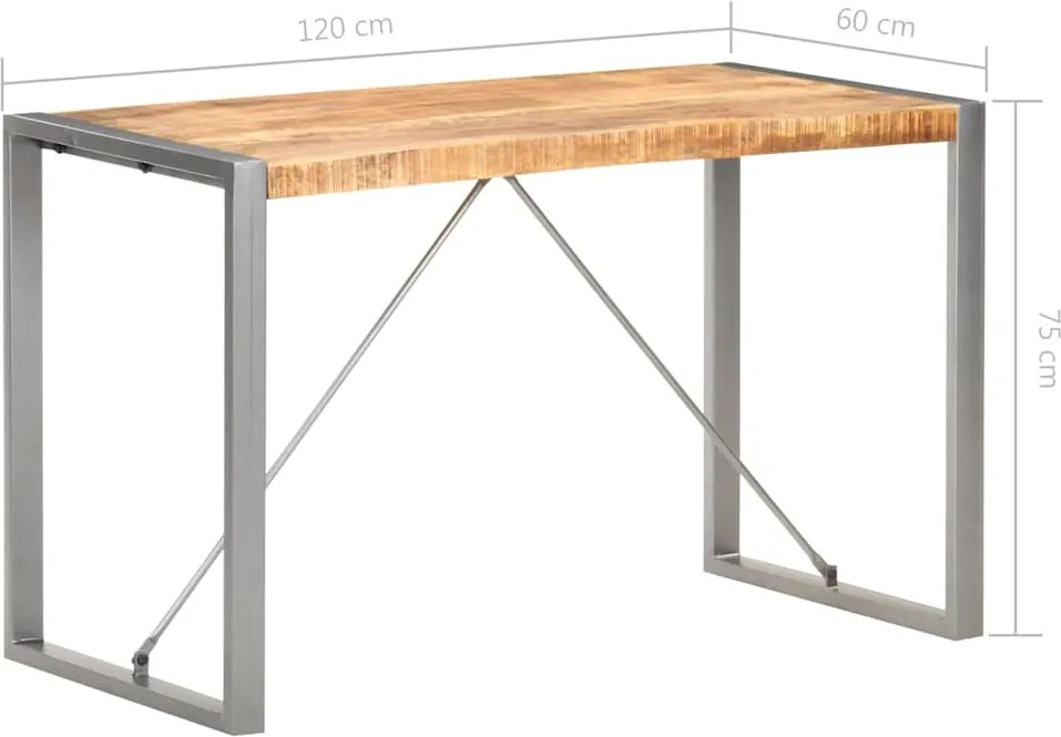Jídelní stůl 120 x 60 x 75 cm masivní hrubé mangovníkové dřevo 321561