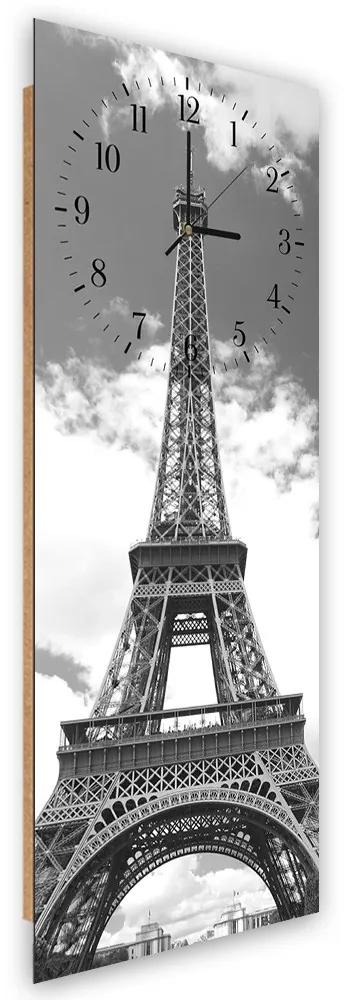 Gario Hodiny na zeď Eiffelova věž v oblacích Rozměry: 25 x 65 cm