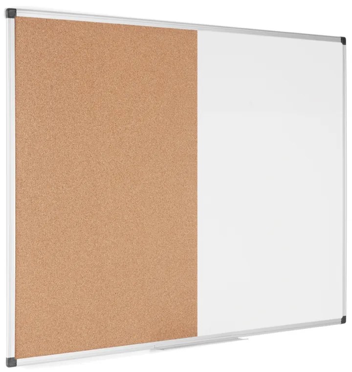Popisovací magnetická tabule a korková nástěnka, kombinovaná, 1200 x 900 mm